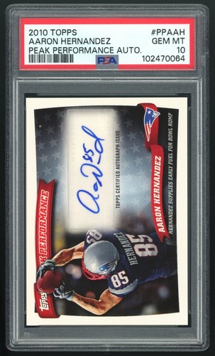 AARON HERNANDEZ 2010 TOPPS PEAK PERFORMANCE ROOKIE AUTO PSA 10 #PPA-AH ...