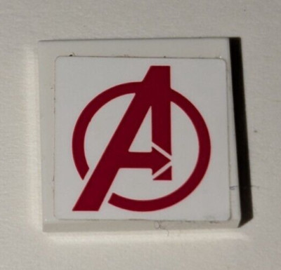Lego Tile 2x2 White With Red Avengers Logo Pattern Sticker Part Piece ...