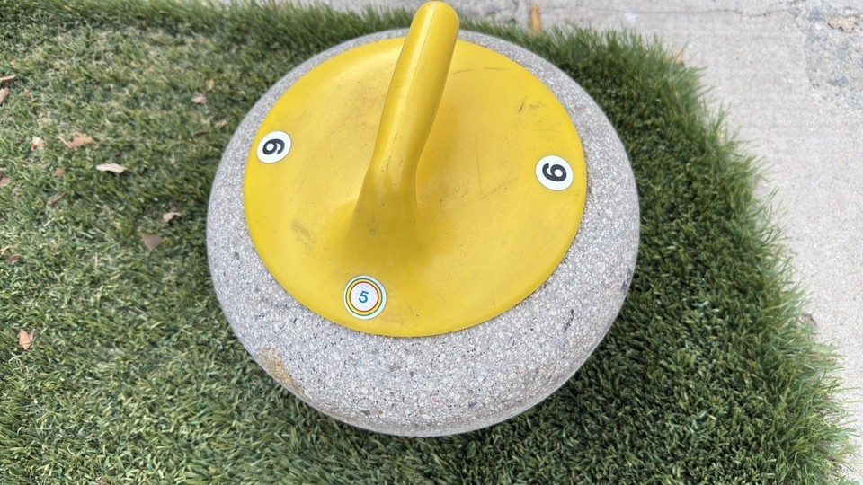 Curling Stone, Curling Rock, With Yellow Handle, Full Size, | eBay