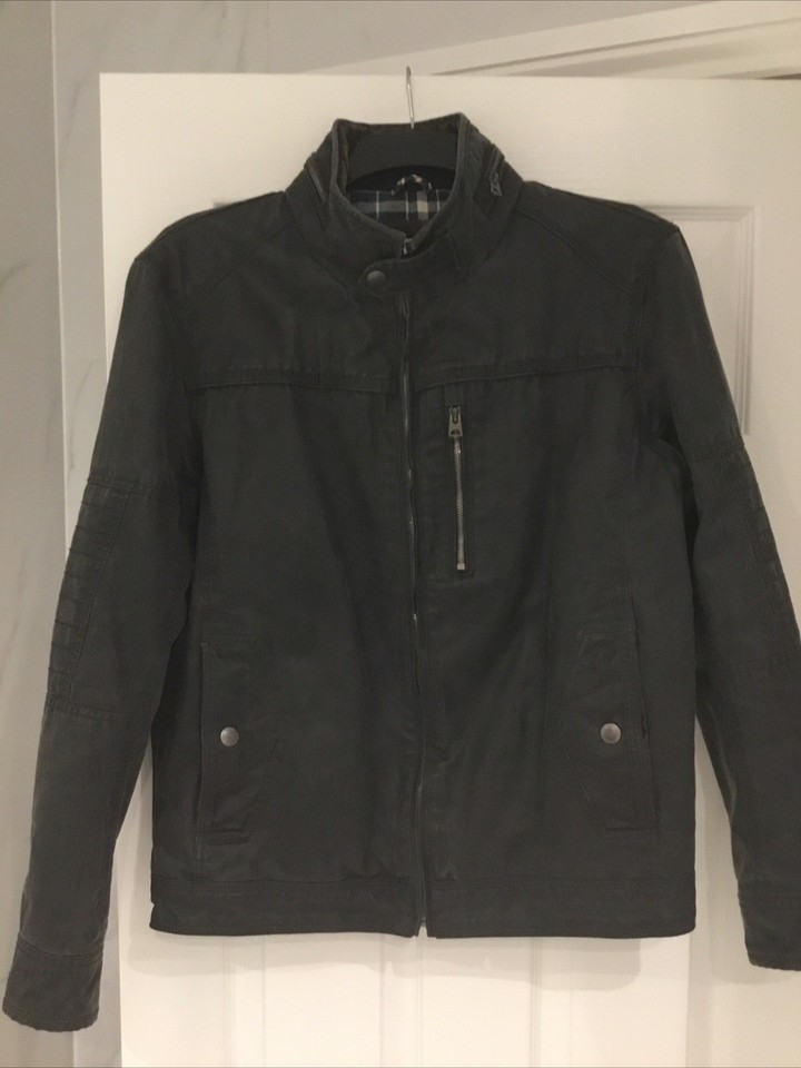 MANTARAY Grey Wax Style Full Zip Jacket with Storm Collar - Size S ...