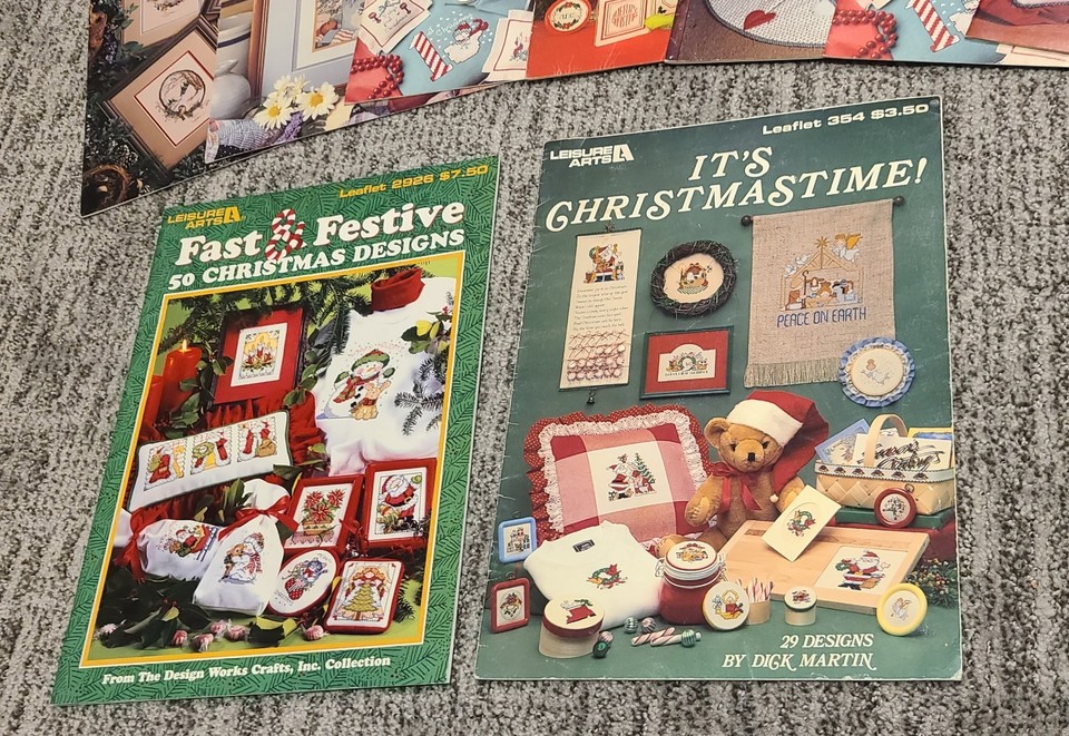 Leasure Arts Cross Stitch Leaflets Lot Of 23 - Christmas, Bears, Floral ...