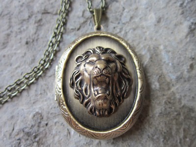 BRONZE LION LOCKET - LION'S HEAD ANTIQUE BRONZE, QUALITY, UNIQUE ...