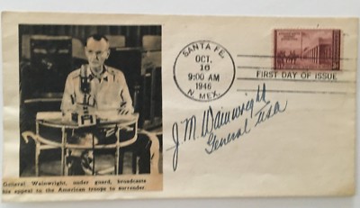 Jonathan Wainwright Signed Autographed First Day Cover JSA Letter WW2 ...