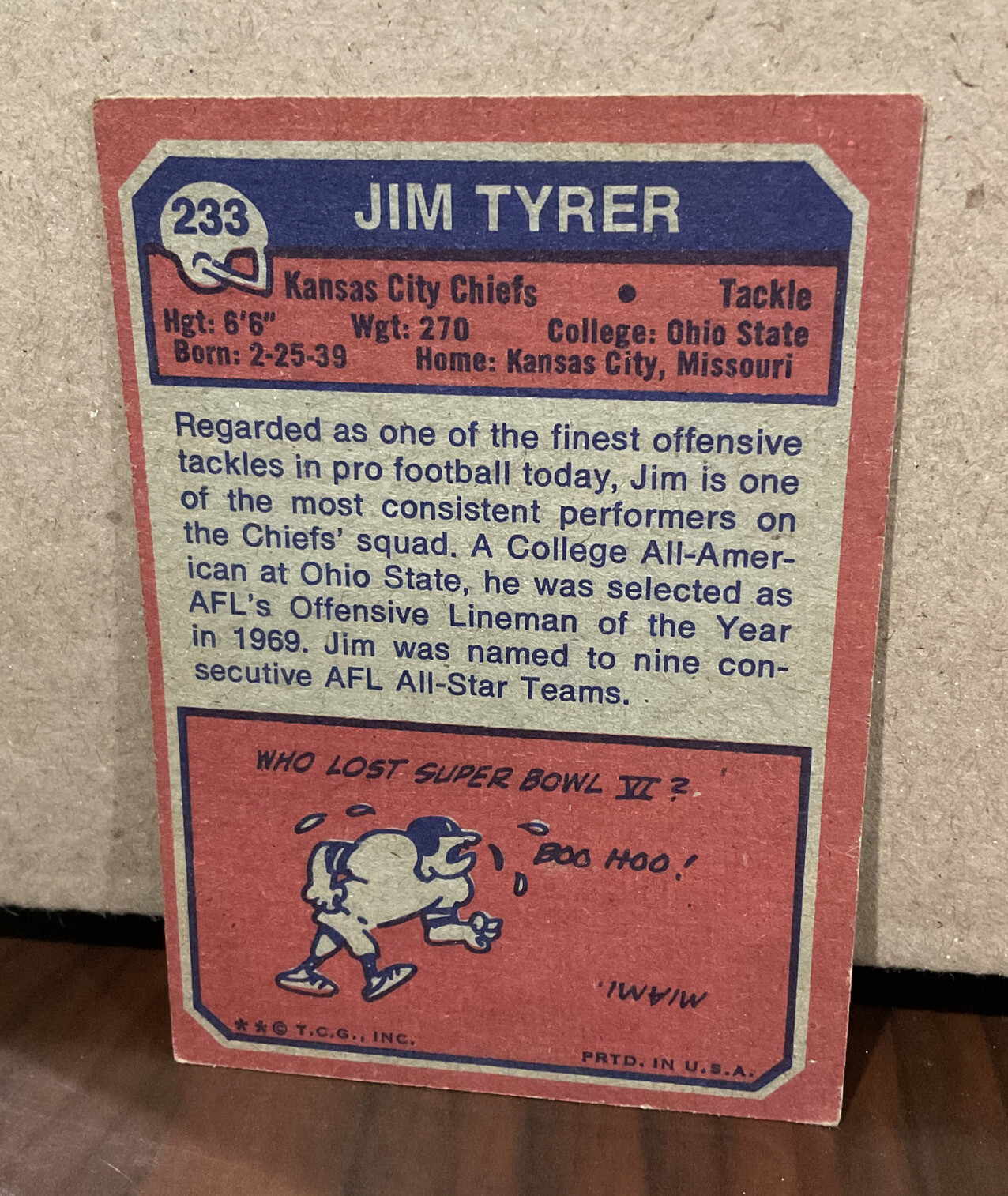JIM TYRER 1973 TOPPS FOOTBALL CARD #233 - KANSAS CITY CHIEFS | eBay