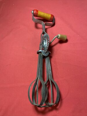 Vintage Androck Kitchen Utensil Hand Mixer Egg Beater USA Red Wood ...
