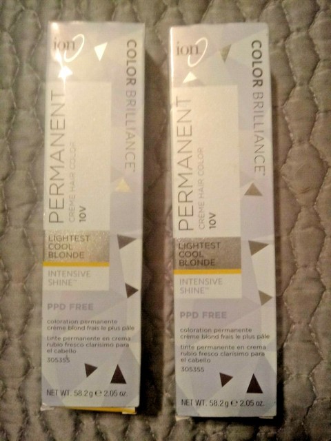 ION 10v Lightest Cool Blonde Intensive Shine Permanent Creme Hair Color ...