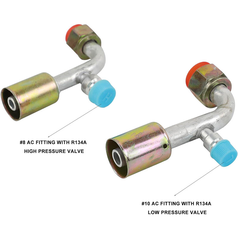 Air Conditioning AC Fitting Set #8 and #10 Female Oring Beadlock 90 ...