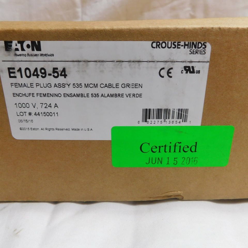 Eaton Crouse-Hinds E1049-54 Female Plug Assembly Green 1000 V, 724 A | eBay