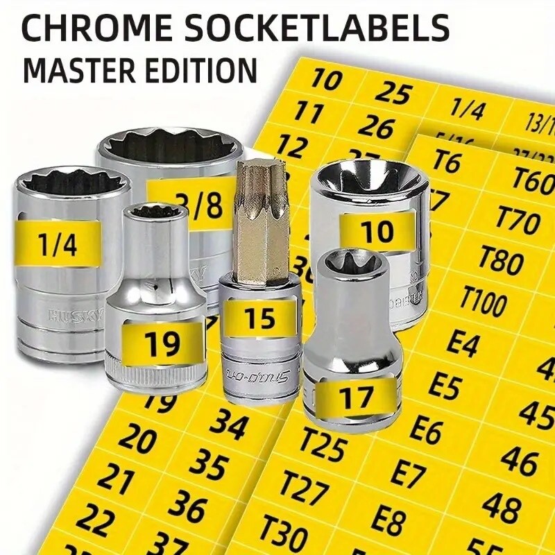 🔧 180-Piece Socket Labels Master Edition...(YELLOW)..Standard & Metric ...