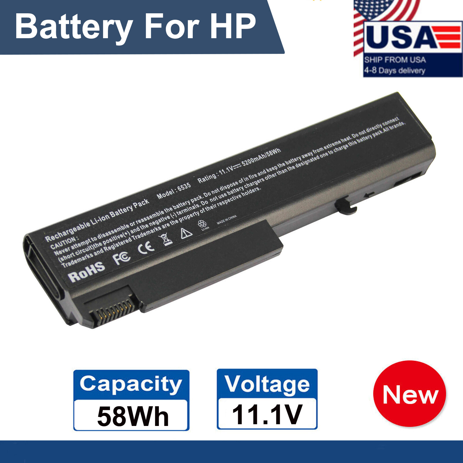 Replace 6535b Battery for HP EliteBook 6930p 8440P 8440w 6700b 6730b ...
