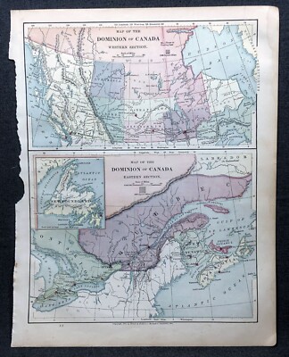 1884 Dominion of Canada Harper and Brothers Copyright 1875 Map Ephemera ...