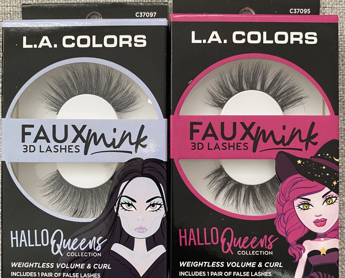 2 Lot 3D L.A. Colors Faux Mink False EYE LASHES. Halo Queens . Witch ...