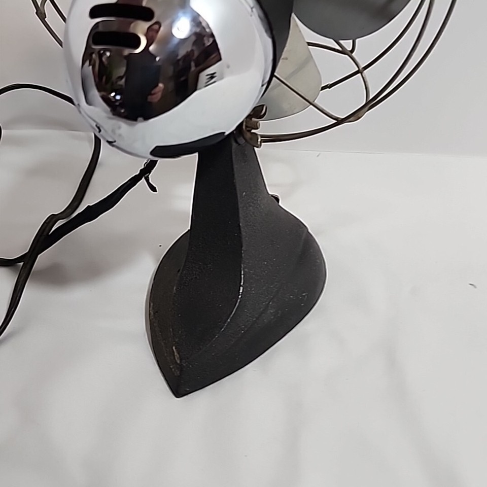Vintage BERSTED Eskimo Black Chrome Metal Desk Table Fan 8” Model 1100J ...