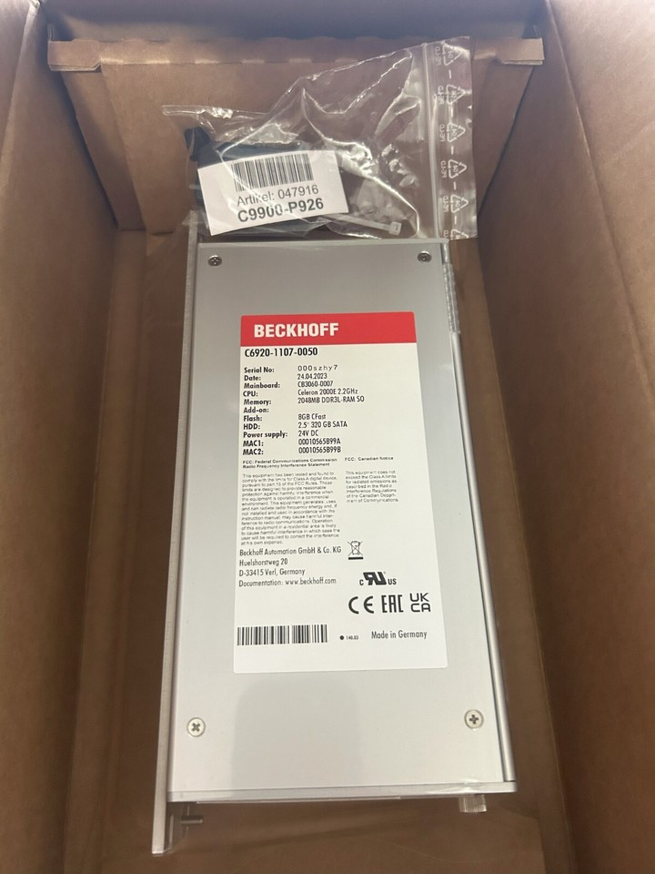 Beckhoff Industrial PC C6920-1107-0050 MB: CB3060-0007 24VDC BRAND NEW ...
