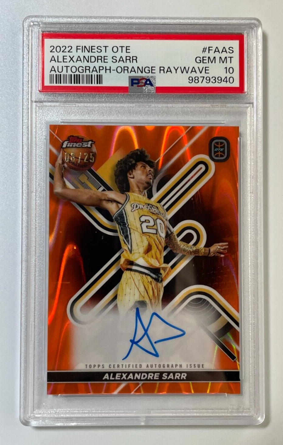 ALEXANDRE SARR 2022/23 Topps Finest OTE ROOKIE/AUTOGRAPH/AUTO ORANGE ...
