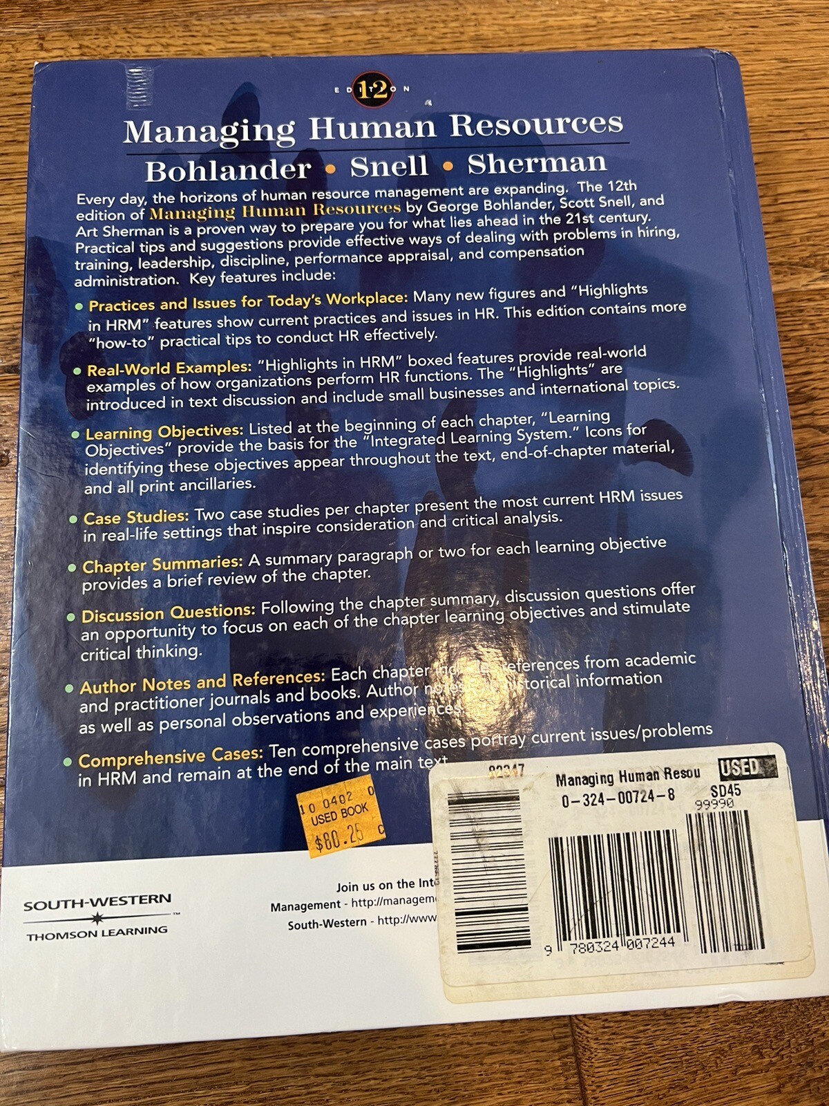 Managing Human Resources by Arthur Sherman and George W. Bohlander (2000, Hardcover) for sale ...