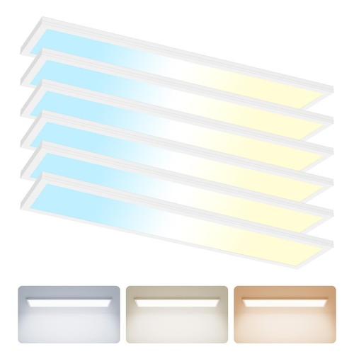 6PACK 1x4 LED Flat Panel Light Surface Mount, 3000/4000/5000k ...