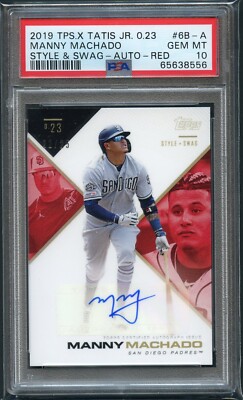 PSA 10 2019 Topps X Tatis Manny Machado Signed Auto Red /25 San Diego ...