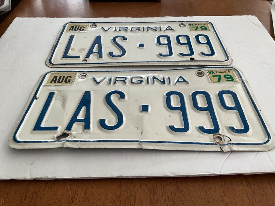 Pair 1976 Virginia License Plate Tag LAS 999 | eBay