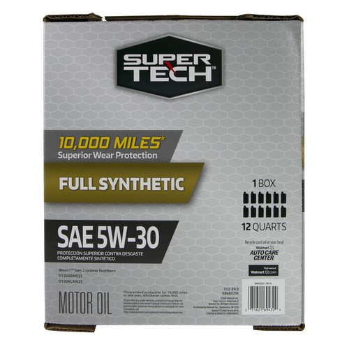 Super Tech Full Synthetic SAE 5W-30 Motor Oil, 12 Quarts Super Tech ...