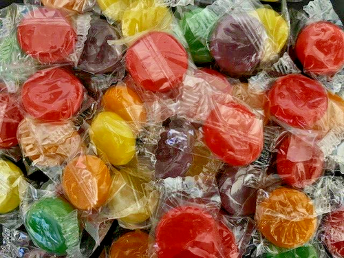 Assorted 5 Fruit Flavored Round Discs Hard Candy Buttons- BULK CANDY ...