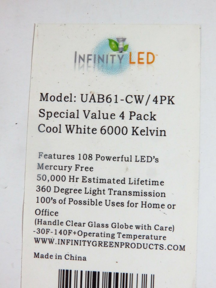 NEW ~ Infinity LED 5W Replaces 40W Bulb 380 Lumens A19 Bulb Medium Base ...