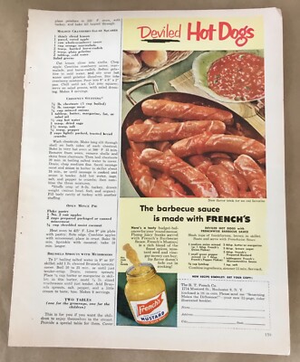 French's mustard vintage print ad 1952 art retro decor 1950s food devil ...