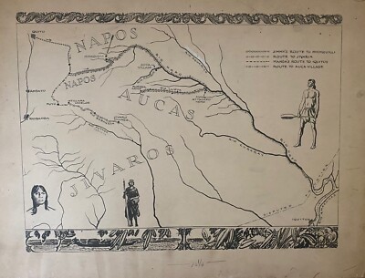 Herbert Morton Stoops - Original Drawing. Map Of Routes To Napos, Aucas ...