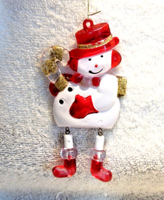 Snowman Christmas Ornament Dangling Legs 4" #E | eBay
