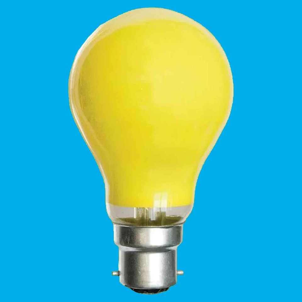 15W DETA Yellow Incandescent Coloured Dimmable GLS Light Bulb Bayonet ...