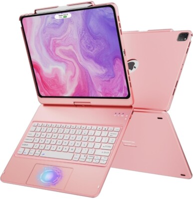 iPad Pro 12.9-inch Case with Keyboard, Touch Trackpad Pink 2022-6th ...
