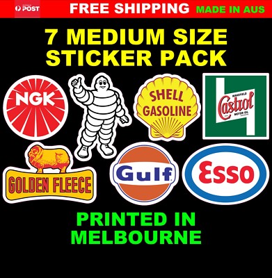 VINTAGE GASOLINE OIL Decals Sticker X 7 ESSO GOLDEN FLEECE SHELL GULF ...