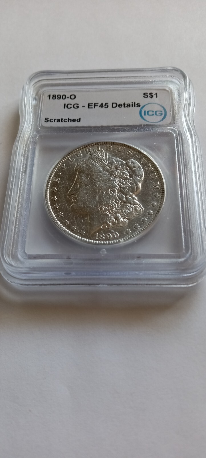 1890-O Morgan Silver 1$ ICG-EF45 Details, Scratched. Cert.#3129450401 ...