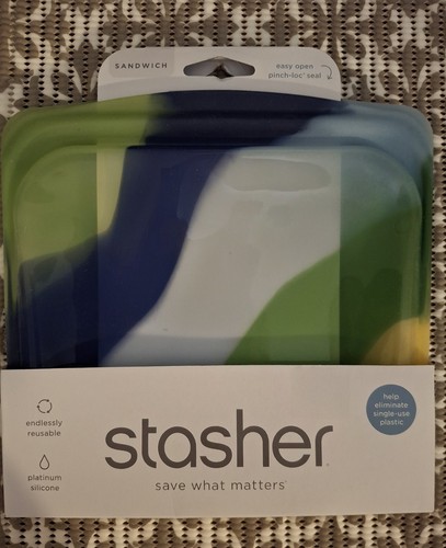 Stasher Brand Reusable Sandwich Bag Blue Current 28 Oz Silicone - New ...