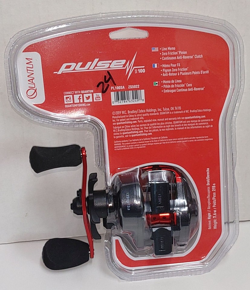 Quantum PULSE Size 100 5-Bearing 6.6:1 Gear Ratio Fishing Reel PL100SA ...