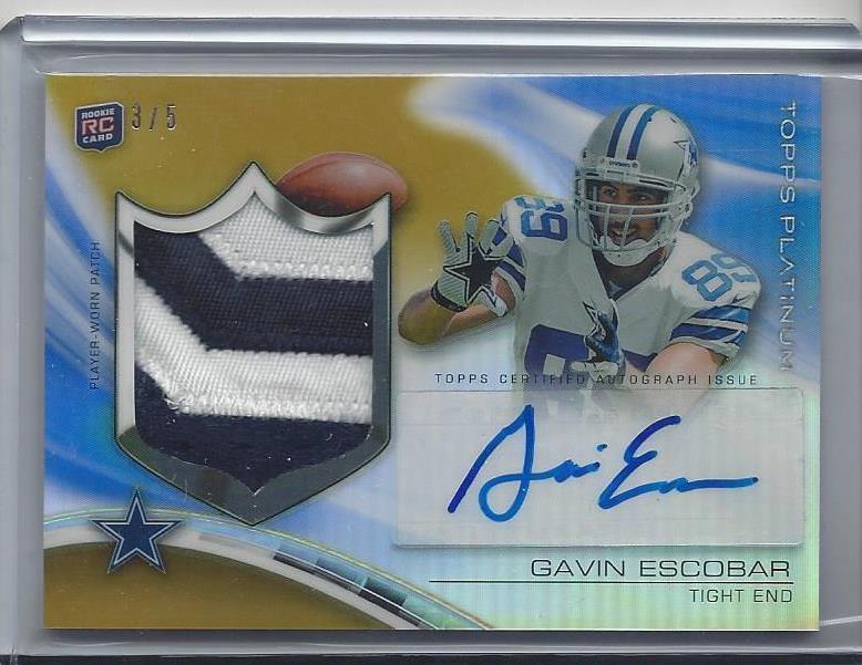 GAVIN ESCOBAR 2013 TOPPS PLATINUM GOLD RPA SICK JUMBO ROOKIE PATCH AUTO ...
