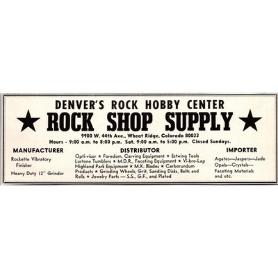 Denver's Rock Hobby Center Rock Shop Supply Wheat Ridge CO 1968 Ad SAH8 ...