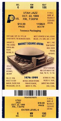 1999 Indiana Pacers Final Game at Market Square Arena Full Unused ...