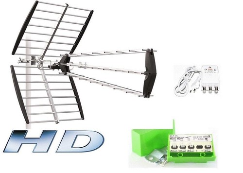KIT ANTENNA DIGITALE TERRESTRE DTT 5G COMBINATA UNICA UHF VHF LTE ...