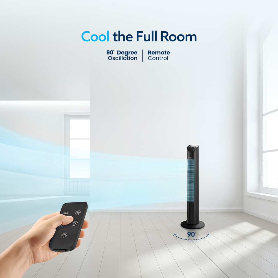 NEXAIR 36” Oscillating Tower Floor Fan, 3 Speed Portable, Remote ...