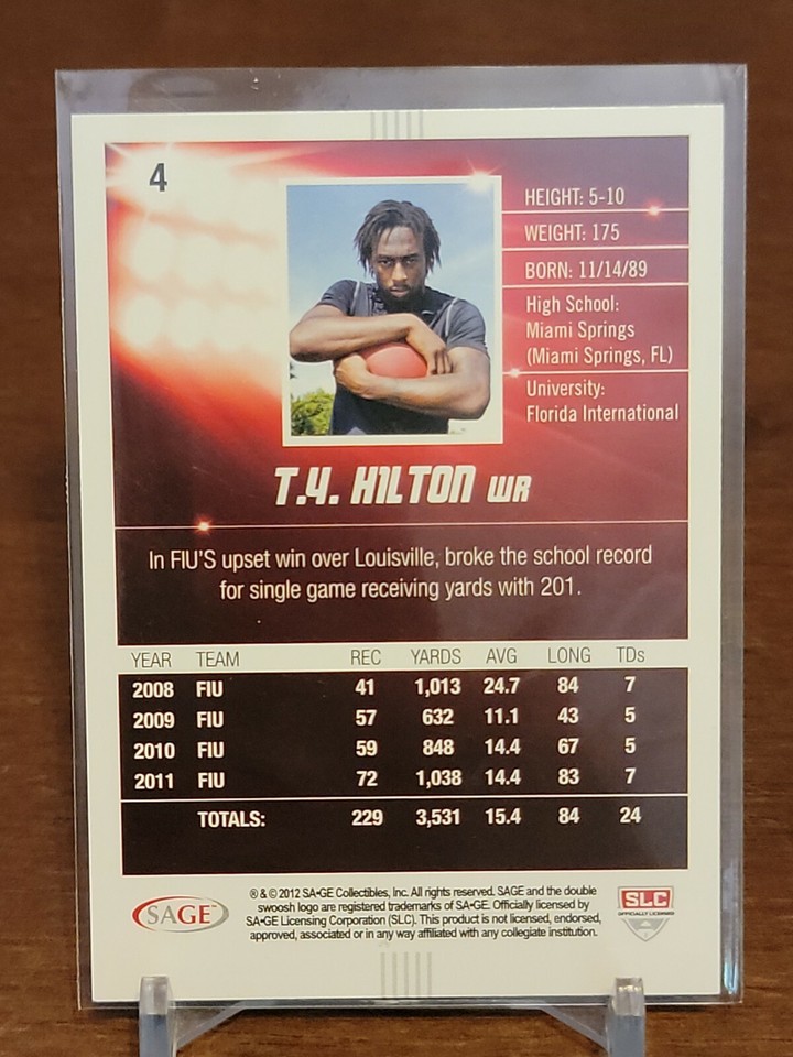 2012 SAGE HIT #4 T.Y. Hilton FIU Panthers Indianapolis Colts | eBay