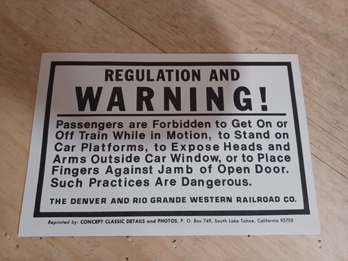 Denver & Rio Grande Western Railroad Co. Warning Notice Spitting ...
