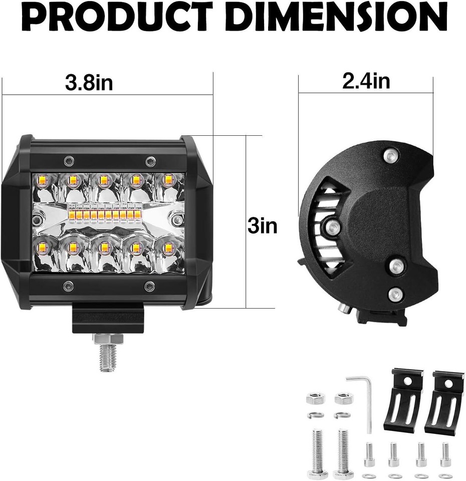 Pair 4" INCH Led Work Light Bar Strobe Flash Cube Pods Off-road Lamp ...