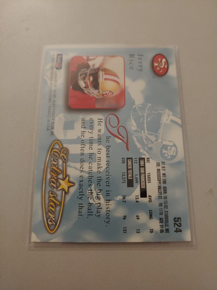 Jerry Rice 1995 Fleer Ultra Extra Stars Card #524 San Francisco 49ers ...