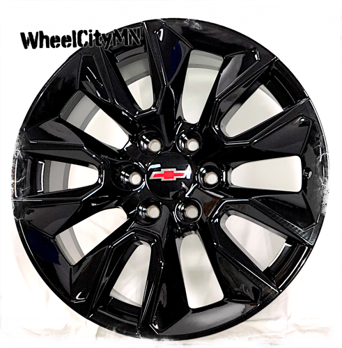 20" gloss black 2020 Chevy Silverado RST OE replica wheels 2021 Tahoe ...