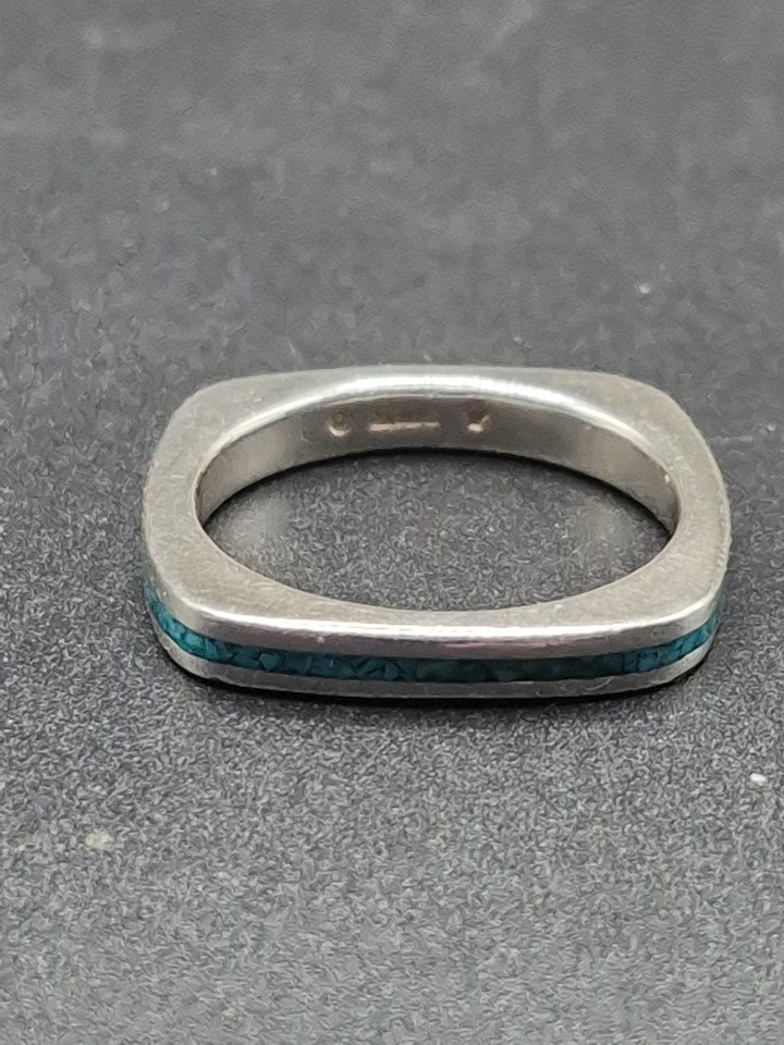 Sterling Silver Turquoise Square Ring Size N | eBay