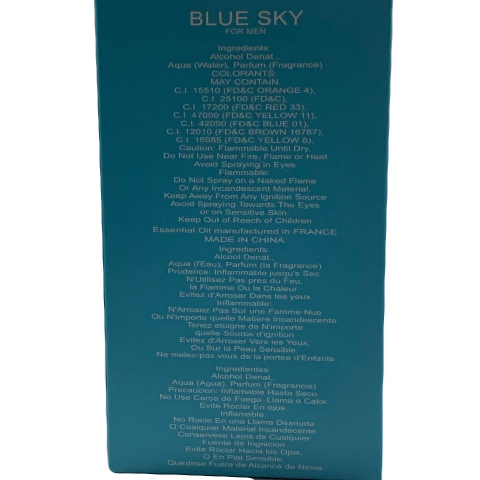 BLUE SKY FOR MEN Perfume Eau de Parfum Perfume Cologne 3.4 OZ Free ...