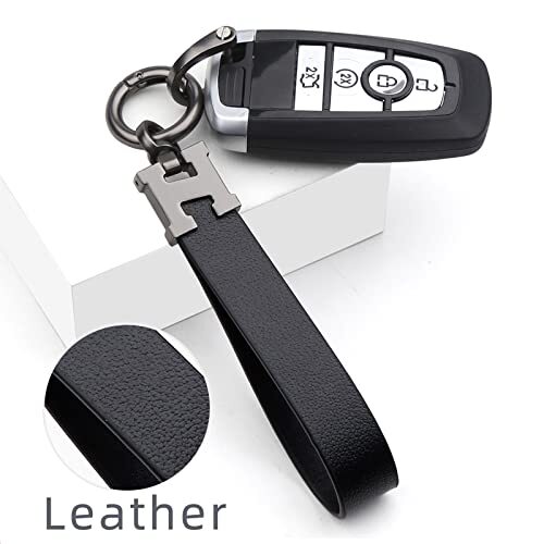 Universal Leather Car Keychain Key Holder Clip D-ring Key Fob Chains ...