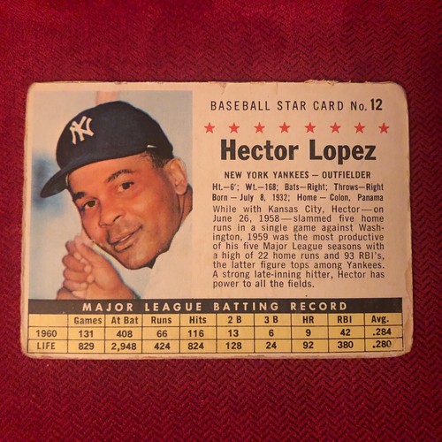 1961 Post Baseball #12 Hector Lopez, New York Yankees, Company ...