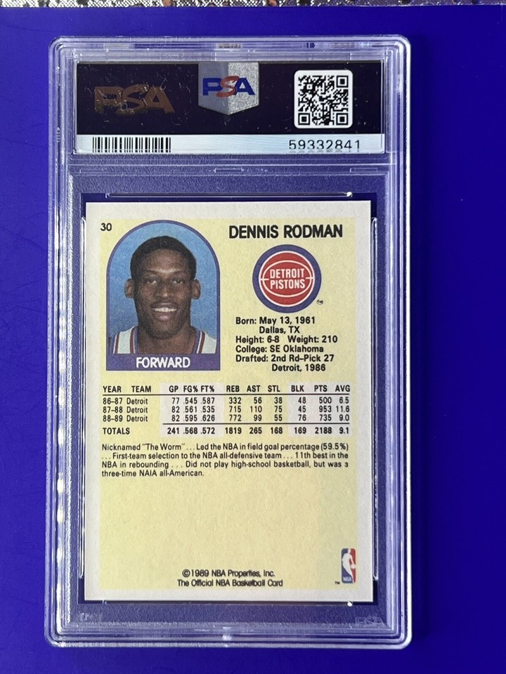 1989 1990 Hoops Superstars Basketball #30 Dennis Rodman RARE Yellow PSA ...